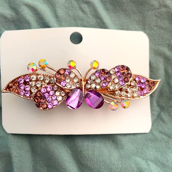 Accessories | Blingy Purple Butterfly Hair Clip Size Medium | Poshmark